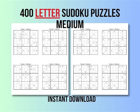 Letter Sudoku Puzzles 400 Medium Letter Sudoku Puzzles Sudoku Puzzles