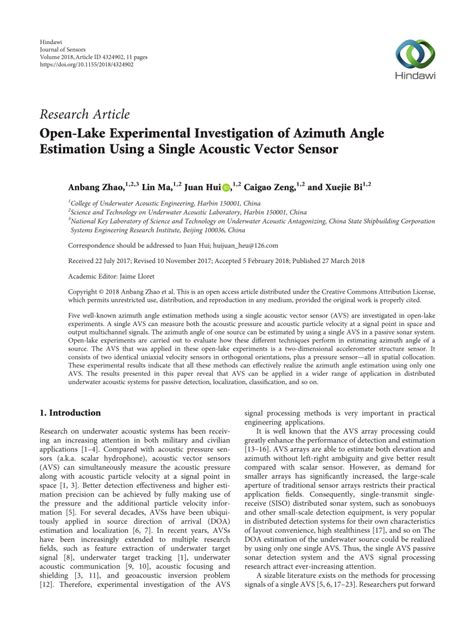 Pdf Open Lake Experimental Investigation Of Azimuth Angle Estimation