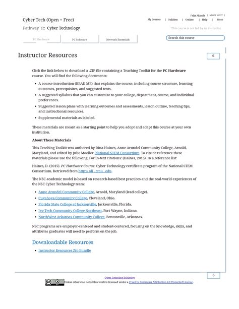 Instructor Resources Cyber Technology Open Learning Initiative