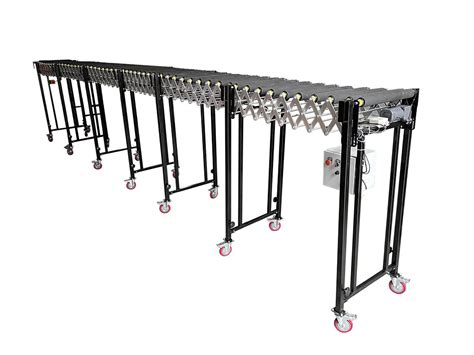 High Chassis Extendable Powered Rubber Roller Conveyor For 50kg Bags