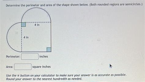 Solved Determine The Perimeter And Area Of The Shape Shown Below