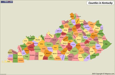 Kentucky County Map List Of Counties In Kentucky