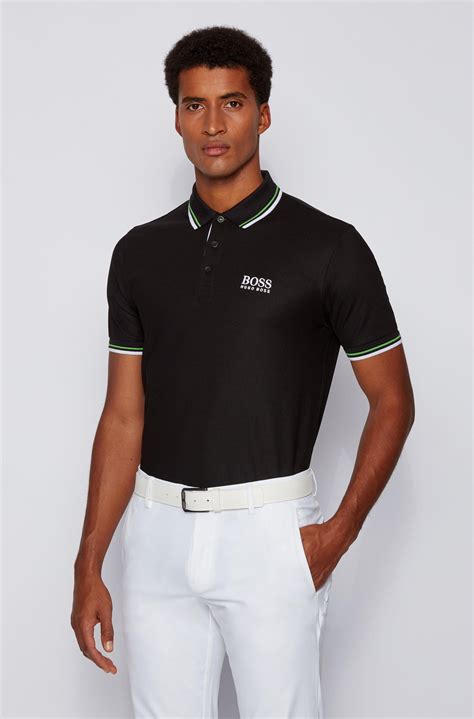 Boss By Hugo Boss Polo Shirt In Cotton Blend Piqu With Scaf In Black