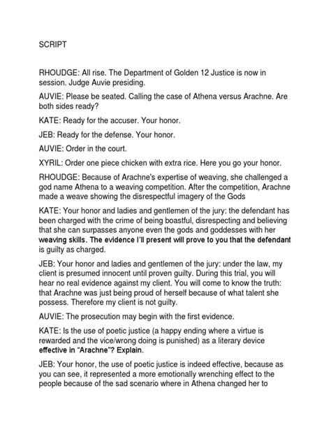 Sample Script Of Court Hearing Pdf Athena Crime And Violence