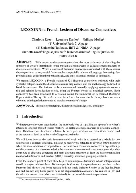 pdf lexconn a french lexicon of discourse connectives
