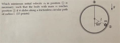 solved 9 which minimum initial velocity vo in position is