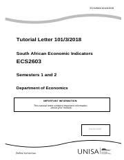 SA Economic Indicators Tutorial 101 Pdf ECS2603 101 3 2018 Tutorial Letter 101 3 2018 South