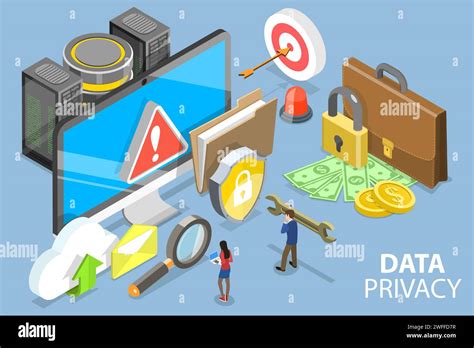 3d Isometric Flat Vector Conceptual Illustration Of Data Protection