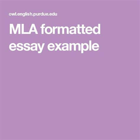 MLA Formatted Essay Example Essay Examples Writing Lab Essay