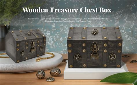 Wooden Treasure Chest Box Hand Crafted Vintage Decorative Storage