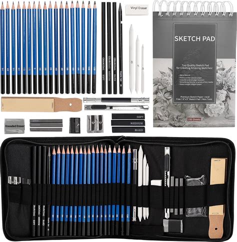 Mooker Zeichenstifte Skizzen Kunst Set 40 Teiliges Set Mit 18 Graphitstiften 3 Kohlestiften