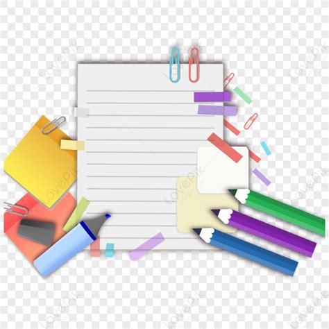 만화 일러스트 학용품 문구 재료 노트 메모지연필문서 Png 일러스트 무료 다운로드 Lovepik