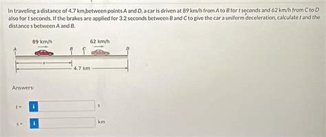 Solved In Traveling A Distance Of Km Between Points A Chegg Com