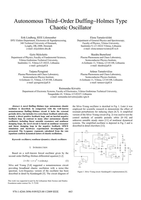 Pdf Autonomous Third Order Duffing Holmes Type Chaotic Oscillator