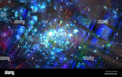Vibrant Glowing Blobs Falling Slowly In Outer Space With Rising Dust