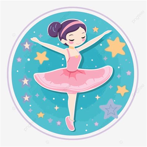 별과 별이 있는 둥근 원형 배경의 발레리나 아이콘 벡터 발레 상표 만화 Png 일러스트 및 벡터 에 대한 무료 다운로드 Pngtree