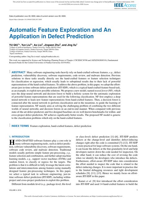 pdf automatic feature exploration and an application in defect prediction