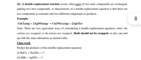 Ii A Double Replacement Reaction Occurs When Parts Of Two Ionic Compou