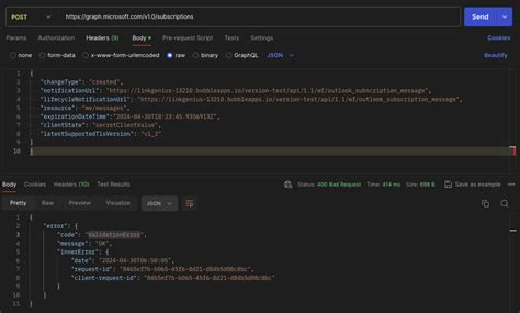 Graph Subscription Api Error Validationerror Microsoft Qanda