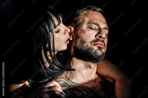 Sensual Passionate Couple Enjoying Tenderness And Intimacy Young Sexy