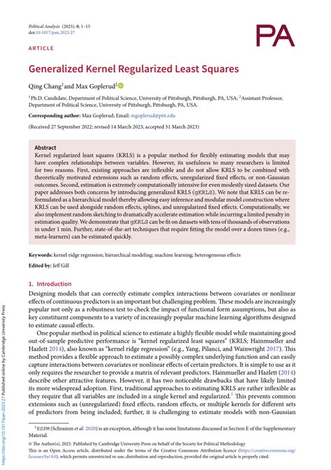 Pdf Generalized Kernel Regularized Least Squares
