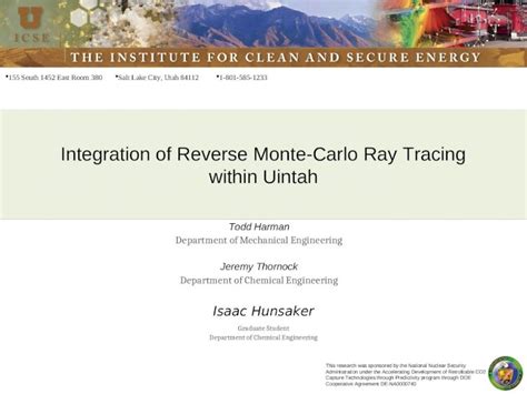 Ppt Integration Of Reverse Monte Carlo Ray Tracing Within Uintah