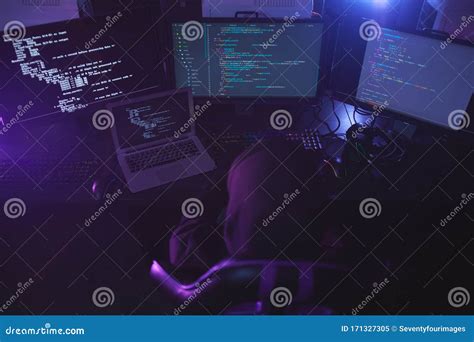 data programming in dark stock image image of security 171327305