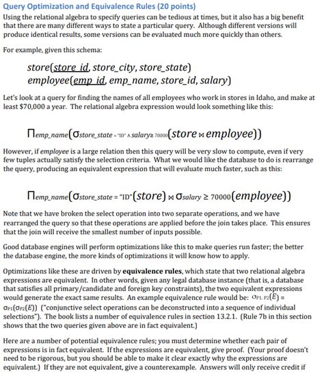 Query Optimization And Equivalence Rules 20 Points