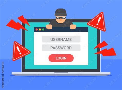 Fake Login Window Browser With Hacker On Laptop Screen Technology Threat Concept Of Data