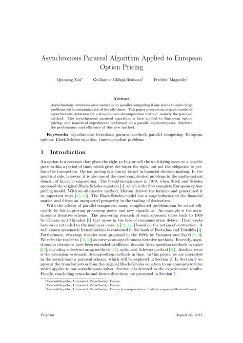 pdf asynchronous parareal algorithm applied to european option pricing