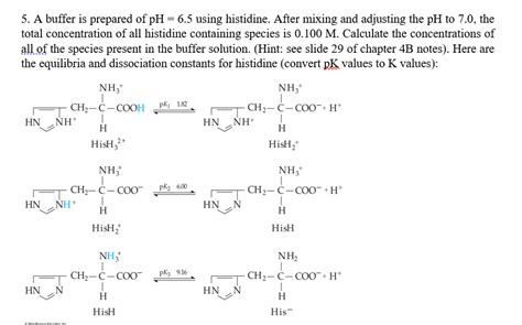 Solved A Buffer Is Prepared Of Ph65 ﻿using Histidine