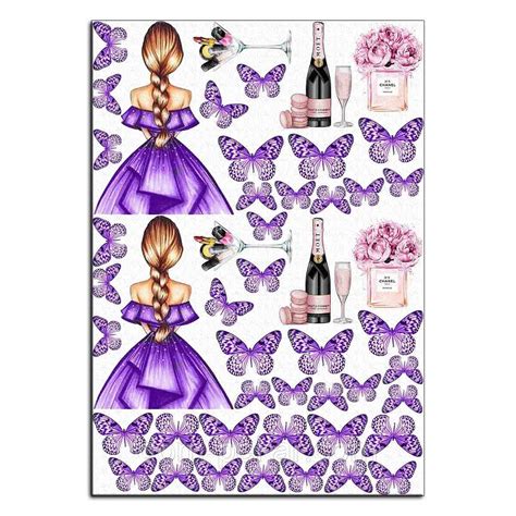 Дівчина з метеликами 6 вафельна картинка від інтернет магазину «Домашній Пекар з оперативною