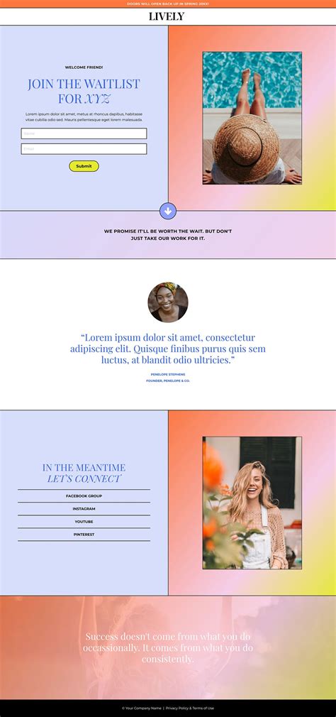 Lively Waitlist Page Template Kajabi Sales Page Design Etsy