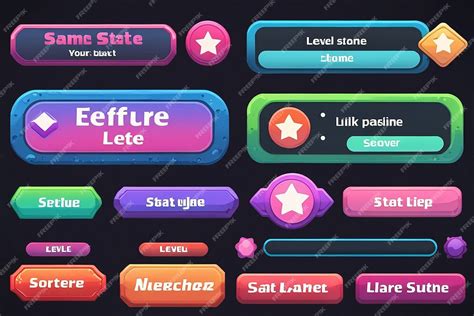 Premium Photo Soft Style Game Ui Vector Set Select Level And Level
