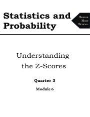 Stat And Prob Q3 Module 6 Pdf Statistics And Probability Understanding The Z Scores Quarter 3