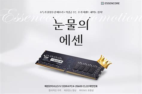 파인인포 에센코어 클레브 Ddr4 할인 프로모션 진행 케이벤치 쇼핑뉴스 보도자료