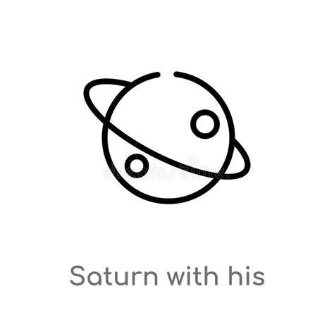 Outline Saturn Vector Icon Isolated Black Simple Line Element Illustration From Astronomy