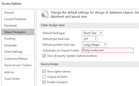 Microsoft Access Tip Avoid Unnecessary Or Duplicate Indexes With The AutoIndex Setting