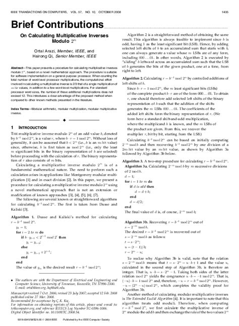 pdf on calculating multiplicative inverses modulo 2 {m}