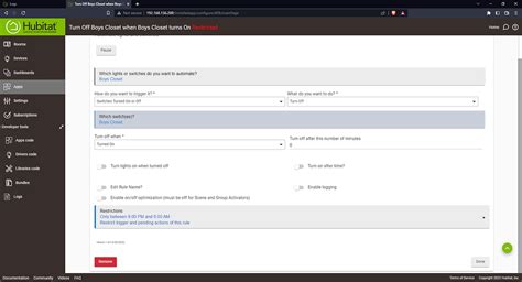 simple automation rule firing when restricted apps hubitat