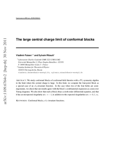 pdf the large central charge limit of conformal blocks