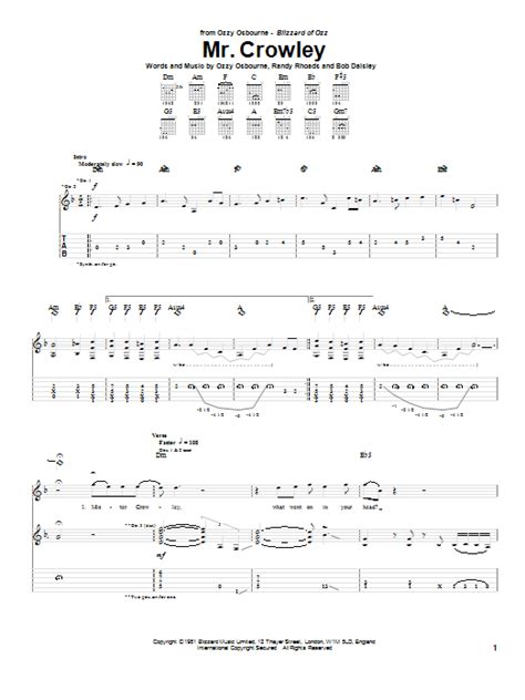 Ozzy Osbourne Mr Crowley Sheet Music And Chords Download 7 Page