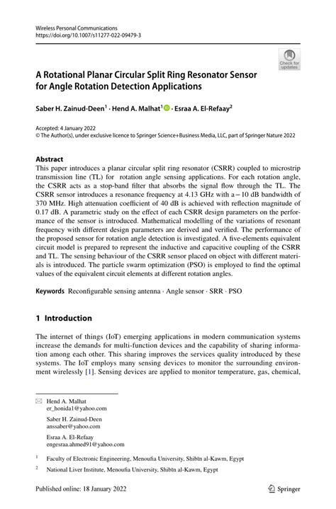 Pdf A Rotational Planar Circular Split Ring Resonator Sensor For