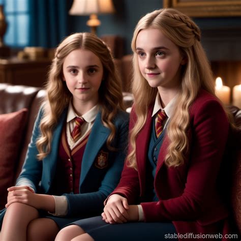 Hermione Granger And Luna Lovegood Sitting Together On A Couch Prompts