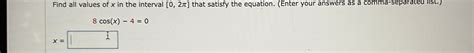 solved find all values of x ﻿in the interval 0 2π ﻿that
