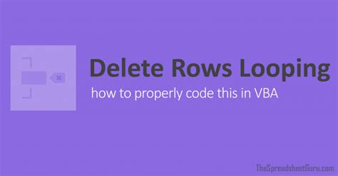 Deleting Rows With Vba By Looping Correctly