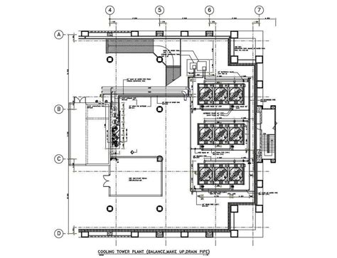 Drain Pipe And Make Up Pipe Of Cooling Tower Details Are Given In The 2d Autocad Dwg Drawing