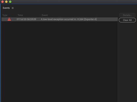 Low Level Exception Error Preventing Me From Exporting Video From
