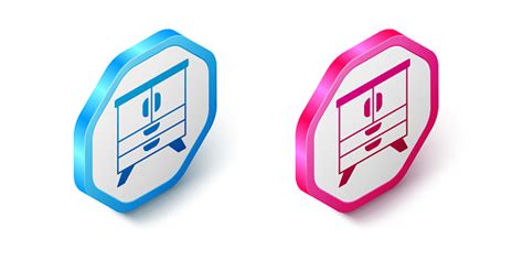 흰색 배경에 격리 된 서랍 아이콘의 등색 상자 육각 버튼 벡터 3차원 형태에 대한 스톡 벡터 아트 및 기타 이미지 3차원 형태 가구 가정의 방 Istock