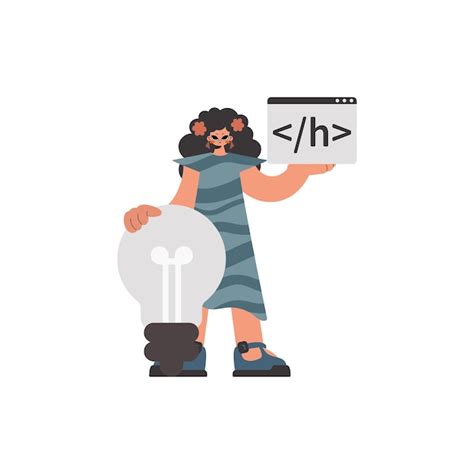 Premium Vector The Enthusiastic Woman Is Holding A Browser Window